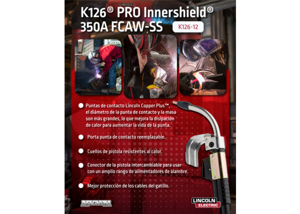 K126® PRO Innershield® 350A FCAW-SS Welding Gun 15 ft 1/16-5/64